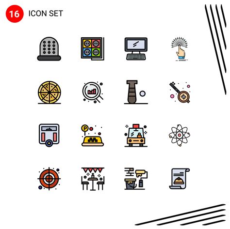 16 Universal Flat Color Filled Lines Set For Web And Mobile Applications Fast Food Digital