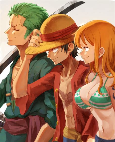 Nami Monkey D Luffy And Roronoa Zoro One Piece Drawn By Oekakiboya Danbooru
