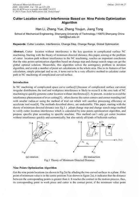 Cutter Location Without Interference Based On Nine Points Optimization