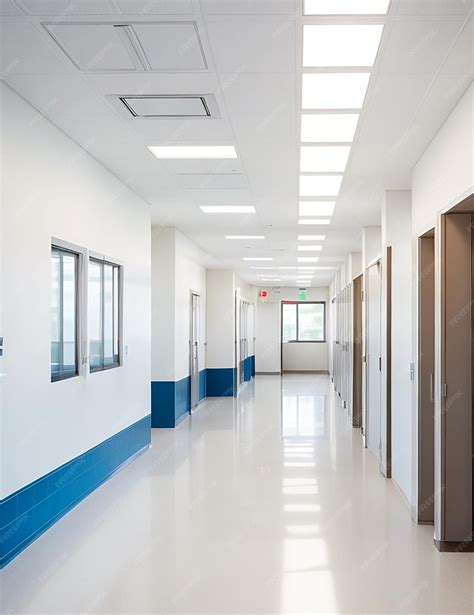 Premium Photo Empty Modern Hospital Corridor Clinic Hallway Interior