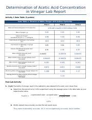 Chemistry1113 Lab 5pdf Determination Of Acetic Acid Concentration