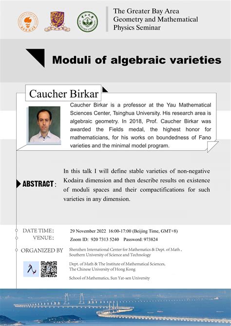Moduli Of Algebraic Varieties Events Sustech