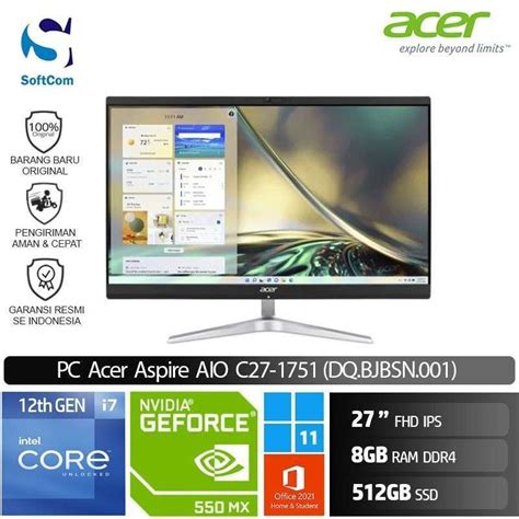Promo Pc Acer Aspire Aio C Desktop Pc Core I P Gb Gb Ssd Mx Gb Fhd Ips