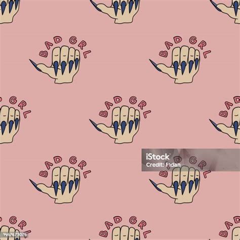여자 긴 손톱 벡터 완벽 한 패턴입니다 섬유 디자인 직물 커버 등에 대한 귀여운 반복 배경 0명에 대한 스톡 벡터 아트 및 기타 이미지 Istock