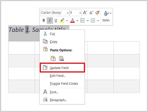 How To Update Table And Figure Numbers In Microsoft Word