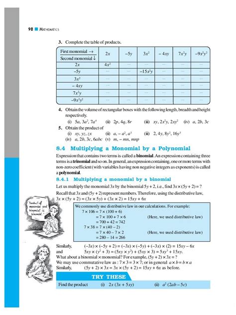 Ncert Book Class 8 Maths Chapter 8 Algebraic Expressions And Identities