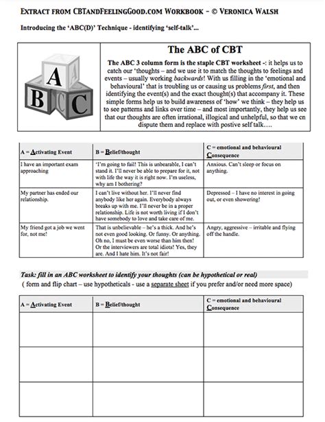 Cognitive Processing Therapy Abc Worksheets Printable And Enjoyable Learning