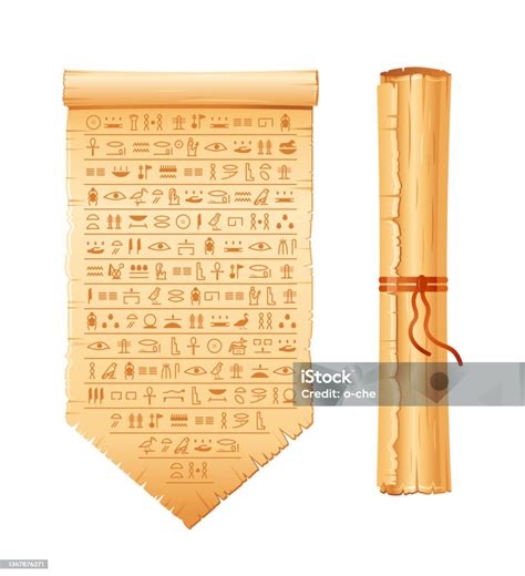 상형 문자와 고대 이집트 파피루스 고대 이집트에서 역사적 벡터 패턴 스크립트 파라오 신기호가 있는 3d 이전 스크롤 오르나메