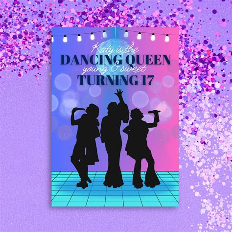Dancing Queen Birthday Invitation Editable Mamma Mia Birthday Party