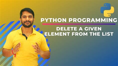 Delete A Given Element From The List In Python In Hindi Youtube