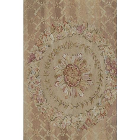 Rug And Kilims Aubusson Style Square Rug In Gold And Beige With Floral