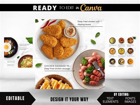 Canva Menu Template Restaurant Menu For Social Media Editable Printable