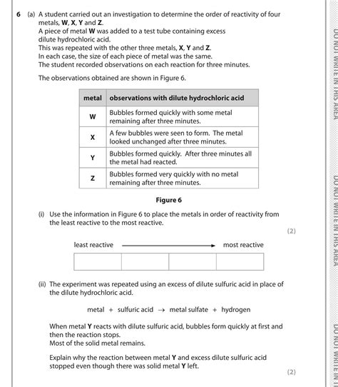GCSE Edexcel Chemistry Combined Science The Reactivity Series A Babe Carried Out An Investi