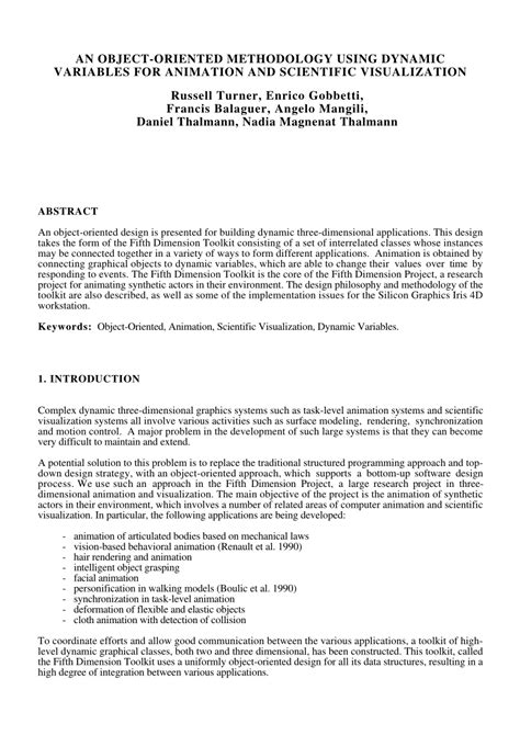Pdf An Object Oriented Methodology Using Dynamic Variables For