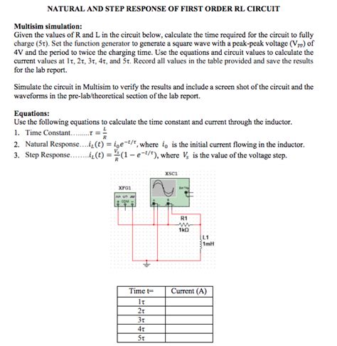 Solved NATURAL AND STEP RESPONSE OF FIRST ORDER RL CIRCUIT Chegg Com