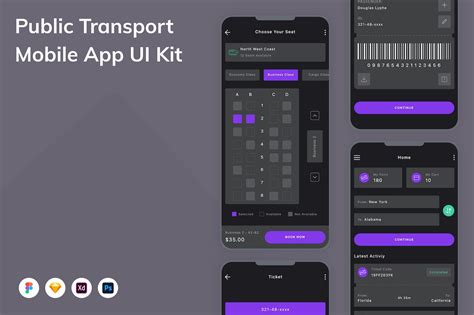 公共交通移动应用app Ui Kit Fig Psd Sketch Xd 云瑞设计