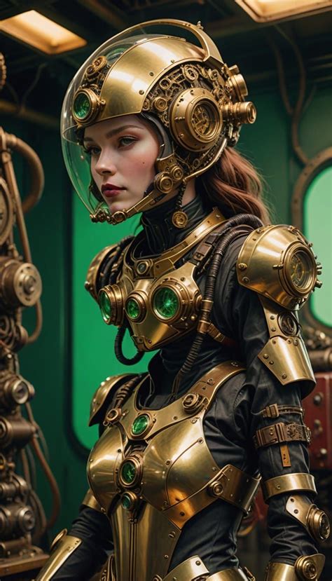 Steampunk Alien Goddess In Green Screen Ai Art