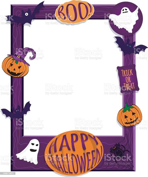 호박 박쥐 거미와 유령 할로윈 사진 프레임 포스터 포토두 가지 컨셉 할로윈에 대한 스톡 벡터 아트 및 기타 이미지 할로윈