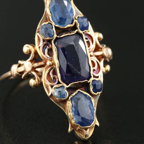 18k Glass Garnet Doublet And Sapphire Ring Ebth