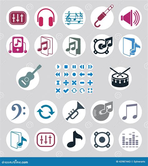 被设置的音乐象，简单的唯一颜色传染媒介象为音乐设置了 向量例证 插画 包括有 艺术性 调平器 管道 42987443