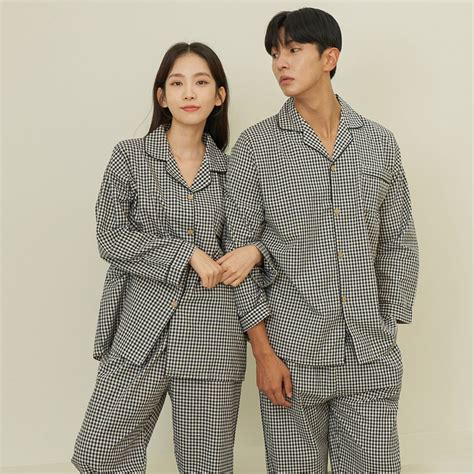 도씨 순면잠옷 커플잠옷세트 체크 파자마 홈웨어