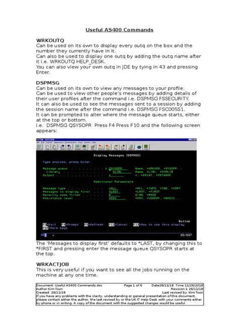 As400 Useful Commands Pdf Command Line Interface Menu Computing