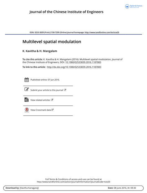 Pdf Multilevel Spatial Modulation