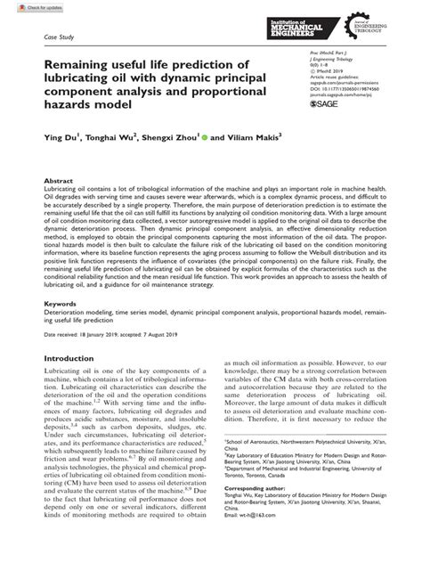 Remaining Useful Life Prediction Of Lubricating Oil With Dynamic Principal Component Analysis