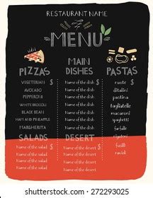 Menu Hand Lettering Template Stock Vector Royalty Free 209418649