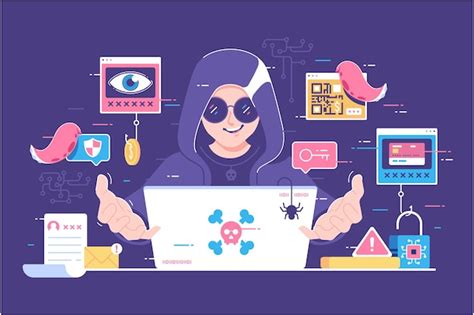 Premium Vector Mysterious Hacker Concept Illustration Design