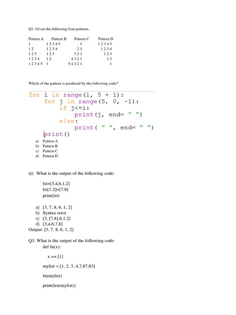 Python Coding Questions And Solutions Pdf Matrix Mathematics