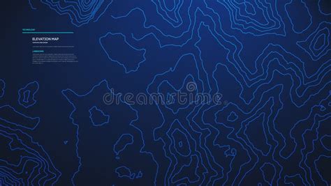 Topographic Map Blue Technology Background Big Data Elevation Map With
