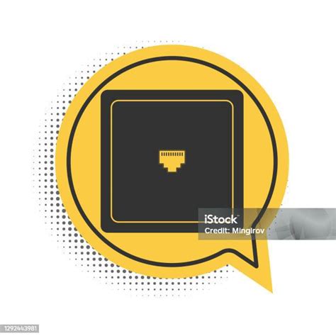 블랙 이더넷 소켓 기호 네트워크 포트 흰색 배경에 격리된 케이블 소켓 아이콘입니다 Lan 포트 아이콘입니다 로컬 영역 커넥터