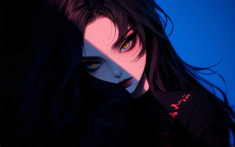 Download Wallpaper 3840x2400 Girl Look Makeup Dark Anime Art 4k
