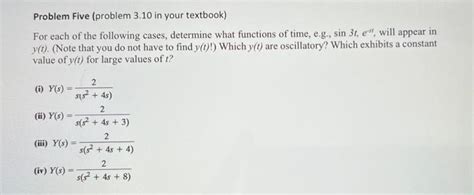 Solved Problem Five Problem 3 10 In Your Textbook For Each Chegg Com