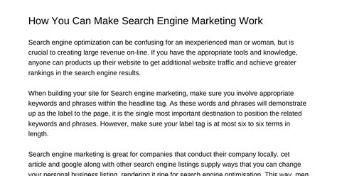 How To Make Search Engine Marketing Functionwjqbdpdfpdf Docdroid