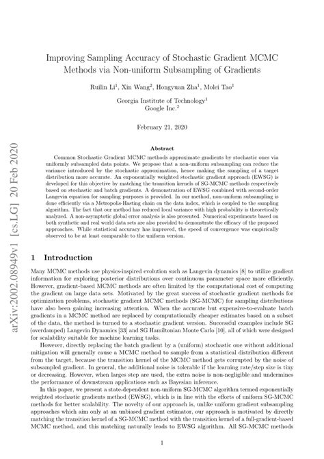 Pdf Improving Sampling Accuracy Of Stochastic Gradient Mcmc Methods