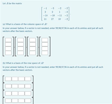 Solved Let A Be The Matrix Chegg Com
