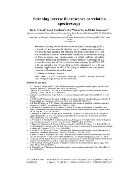 Pdf Scanning Inverse Fluorescence Correlation Spectroscopy
