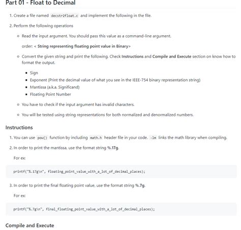 Solved Part Float To Decimal Create A File Named Chegg