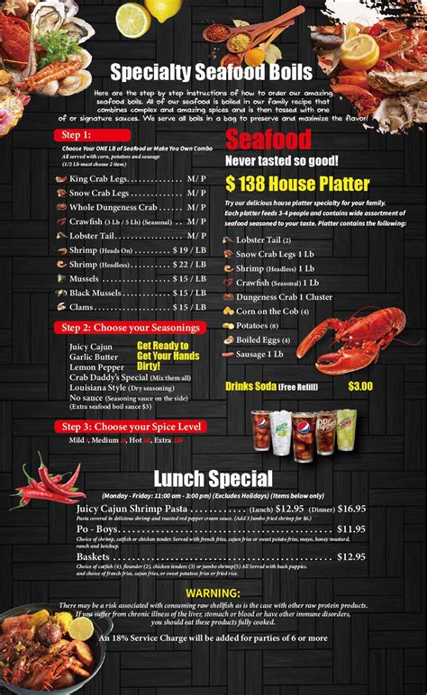 Menu At Rusty Crab Daddy Restaurant St George