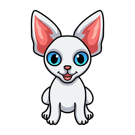 Premium Vector Cute Devon Rex Cat Cartoon Sitting