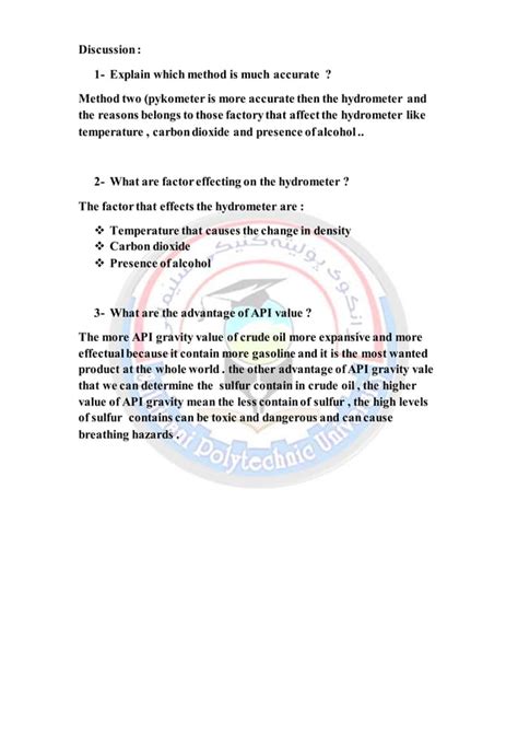 Measurement Of Density Sg And Api Gravity Docx