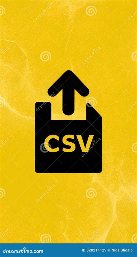 Black Document Icon On Yellow Background With Csv And Arrow Symbol