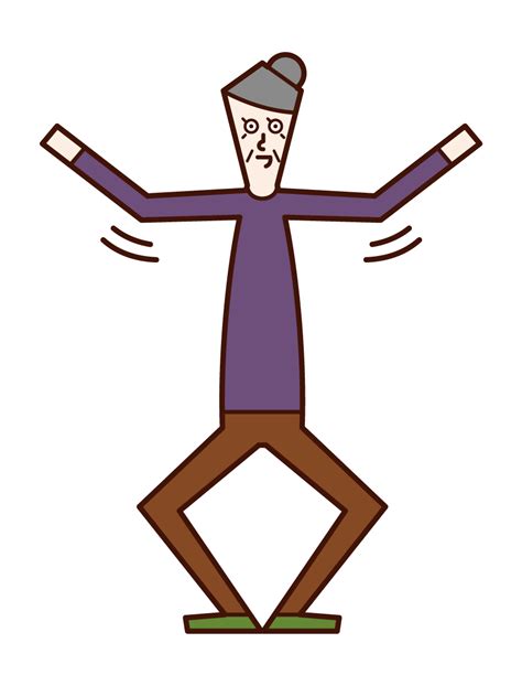 팔을 휘어 구부리고 다리를 뻗는 움직임할머니의 그림 무료 일러스트 소재집 Kukukeke