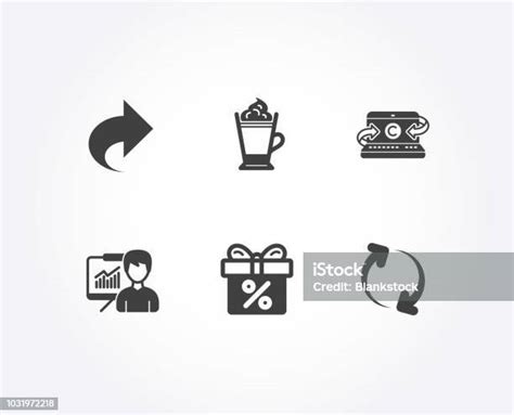 라 떼 커피 카피 라이팅 노트북 할인 및 아이콘을 제공합니다 프레 젠 테이 션 공유 및 새로 고침 서명 한다입니다 고급에 대한 스톡 벡터 아트 및 기타 이미지 Istock