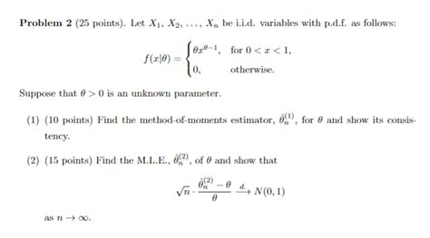 Problem 2 25 Points Let X1 X2 Xn Be I I D Chegg Com
