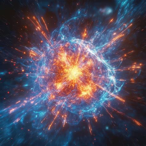 Dynamic Abstract Cosmic Explosion With Vibrant Blue And Orange Colors Stock Image Image Of
