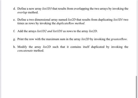 Solved Write The Following Methods In Your Class 1 A