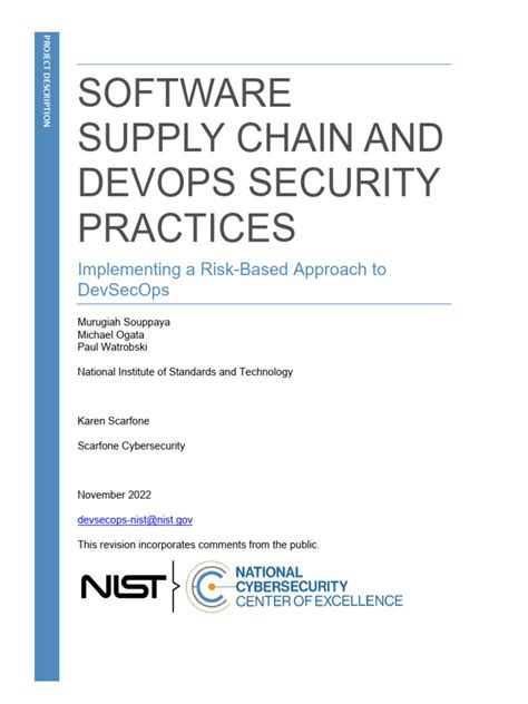 Nist Software Supply Chain And Devops Security Practices Pdf Security Computer Security